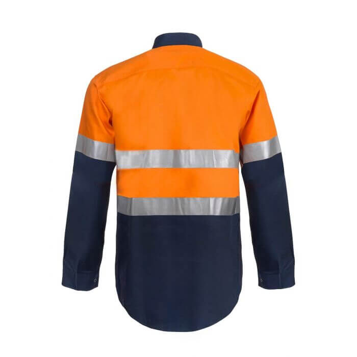 Workcraft Lightweight Hi Vis Two Tone Long Sleeve Vented Cotton Drill