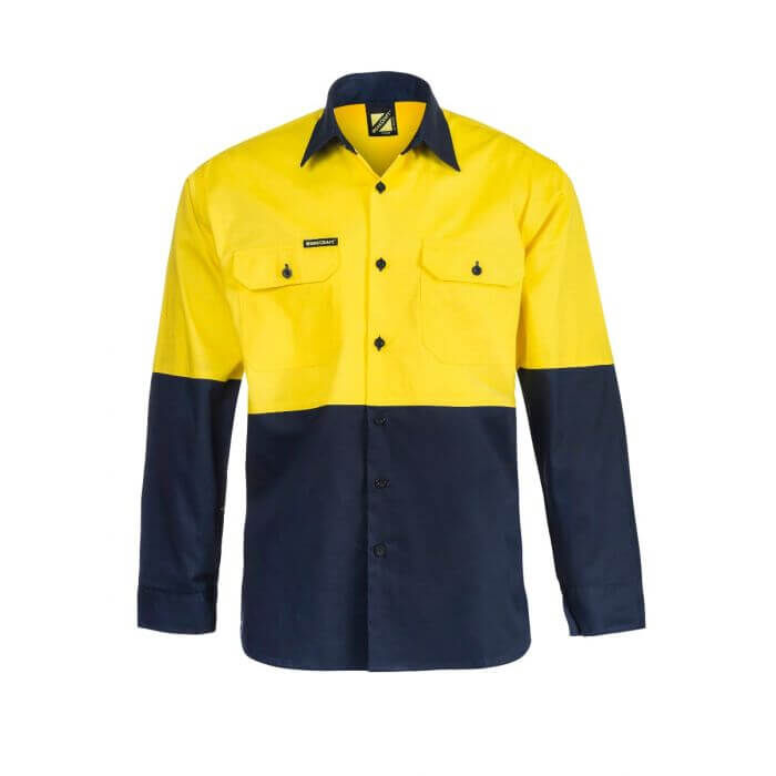 Workcraft Mens Lightweight Hi Vis Two Tone Long Sleeve Vented